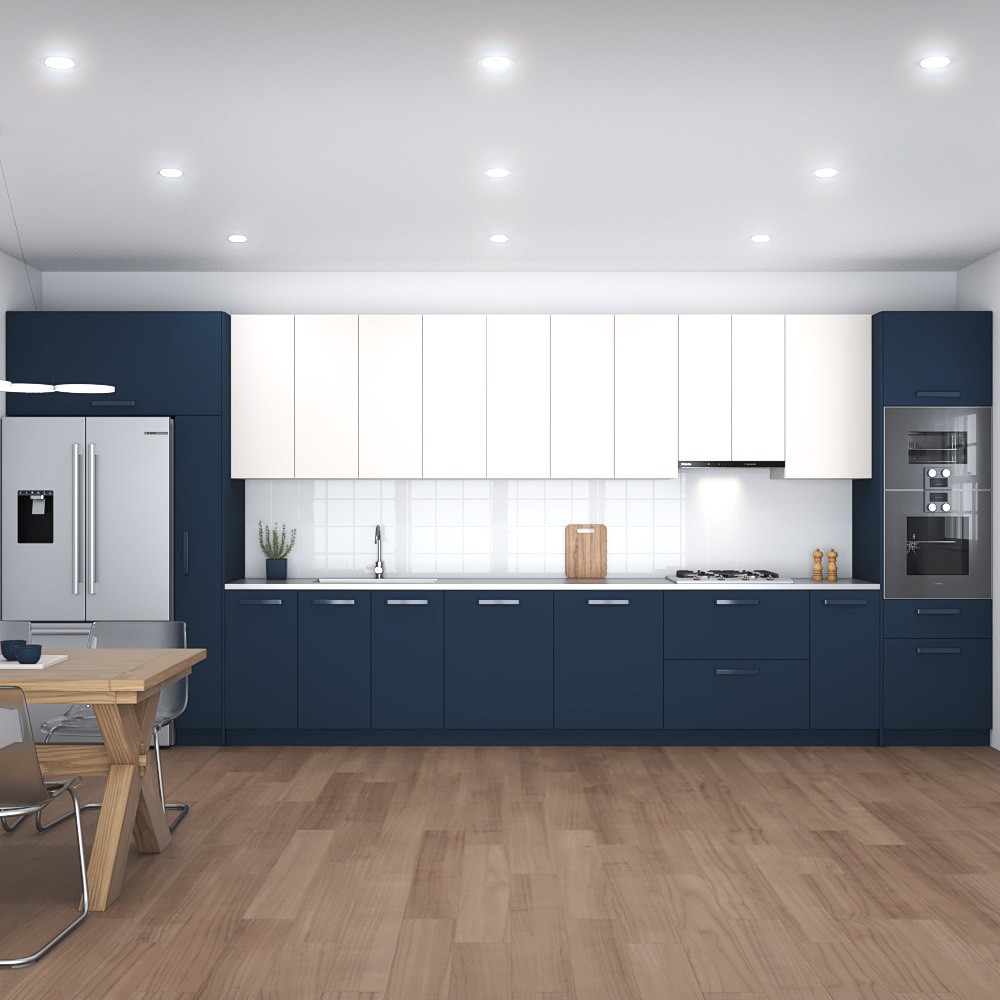 Contemporary Blue Kitchen Design Big 3D model - Download Furniture Set ...