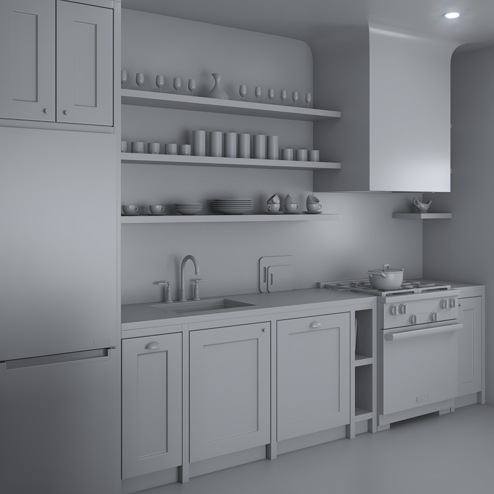 Traditional Black Kitchen Design Medium 3D model - Download Furniture ...