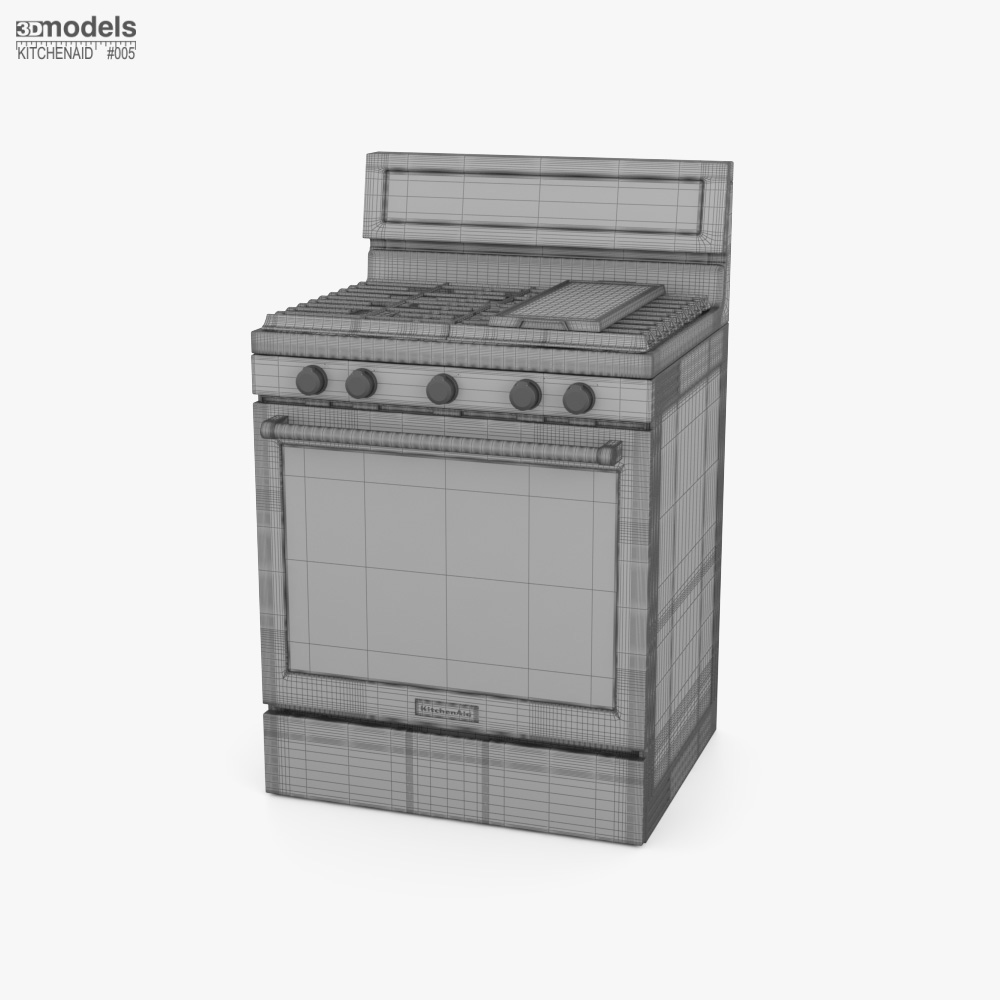 KitchenAid Five Burner Gas Convection Range 3D model - Download Home ...
