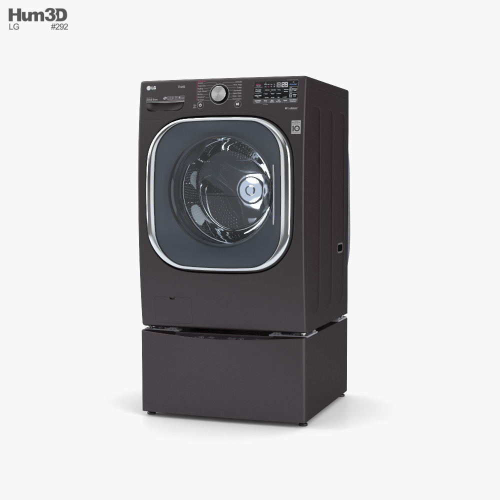 LG Smart Front Load Washer 3D model - Download Home Appliances on ...
