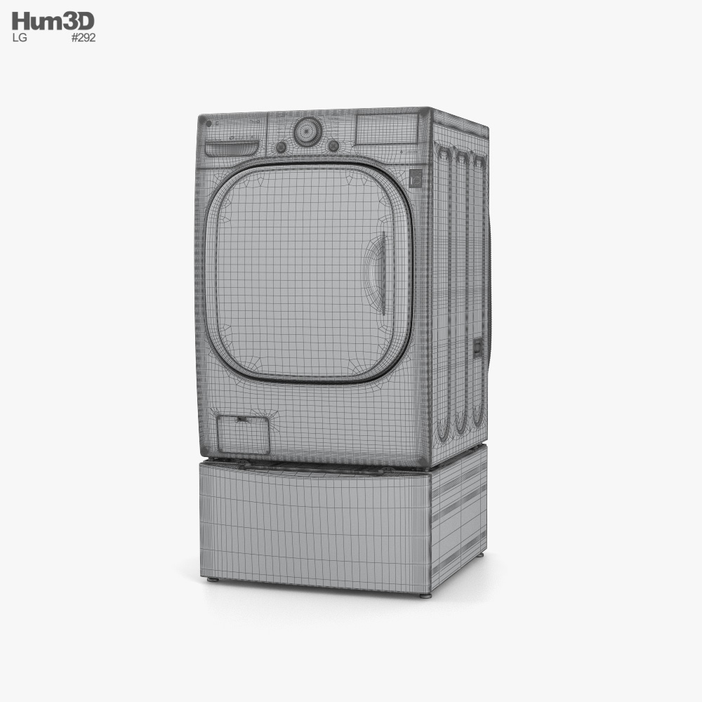 LG Smart Front Load Washer 3D model - Download Home Appliances on ...