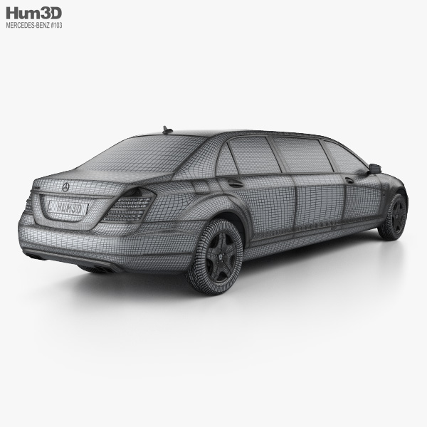 Mercedes-Benz S-class (W221) Pullman 2013 3D model - Download Sedan on ...
