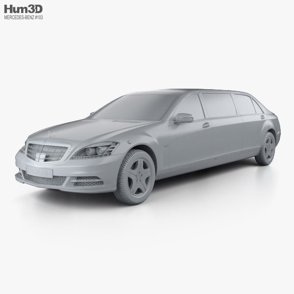 Mercedes-Benz S-class (W221) Pullman 2013 3D model - Download Sedan on ...