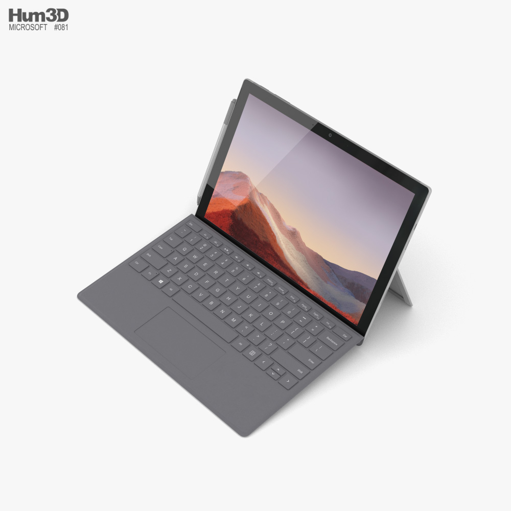 Microsoft Surface Pro 7 Platinum 3D model - Download Tablet on 3DModels.org