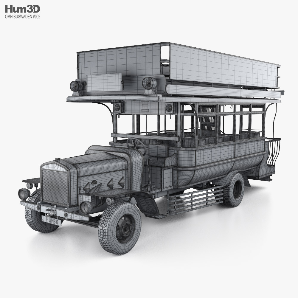 Omnibuswaden 37 typ Robert Kaufmann with HQ interior 1916 3D model ...