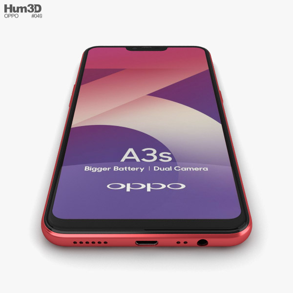 Oppo A3s Red 3D模型 - 下载 智能手机 on 3DModels.org