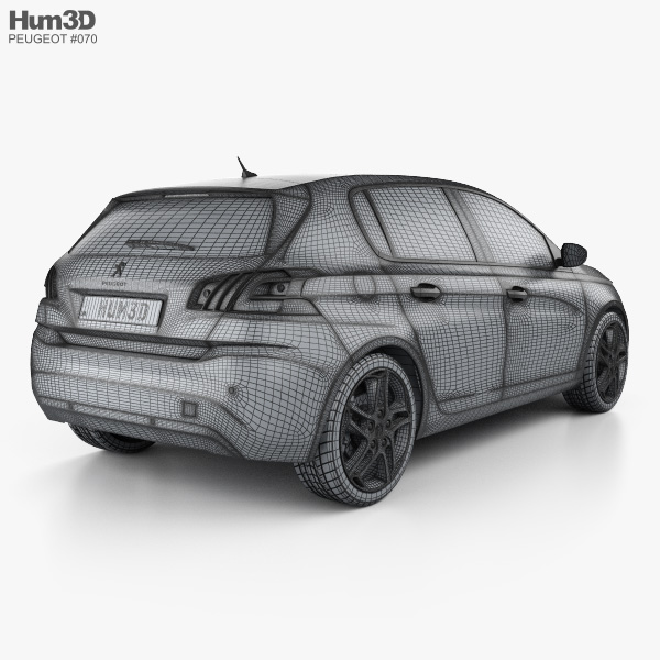 Peugeot 308 hatchback with HQ interior 2016 3D model - Download ...