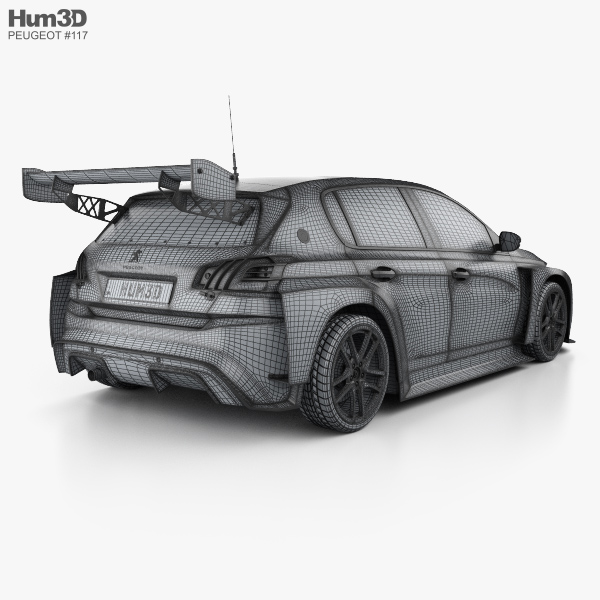 Peugeot 308 TCR 2018 3D model - Download Hatchback on 3DModels.org