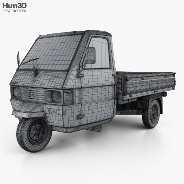 Piaggio Ape TM ピックアップ 1982 3Dモデル - ダウンロード ピックアップ オン 3DModels.org