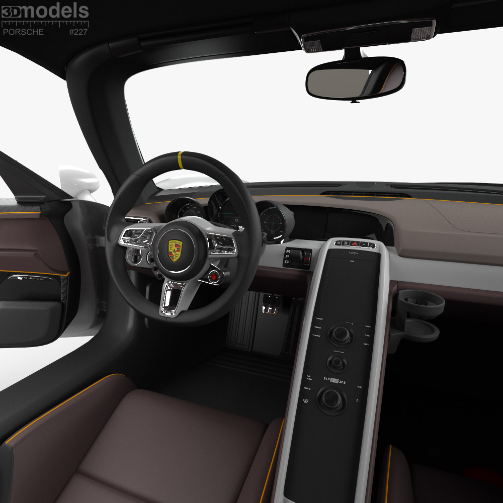 Porsche 918 Spyder and engine 2018 HD Interior 360-view Panorama 3D model
