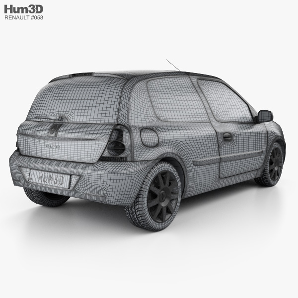 Renault Clio Mk2 3-door 2012 3D model - Download Hatchback on 3DModels.org