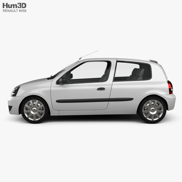 Renault Clio Mk2 3-door 2012 3D model - Download Hatchback on 3DModels.org