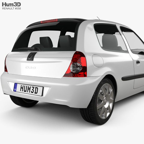 Renault Clio Mk2 3-door 2012 3D model - Download Hatchback on 3DModels.org