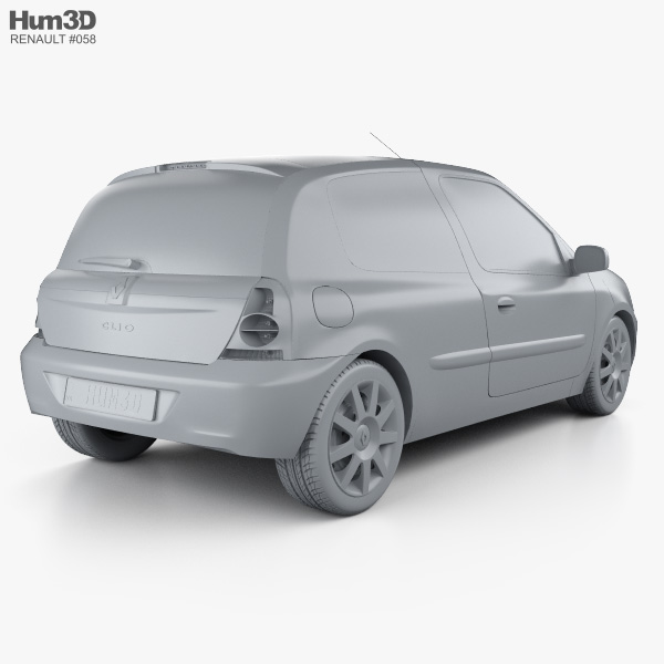 Renault Clio Mk2 3-door 2012 3D model - Download Hatchback on 3DModels.org