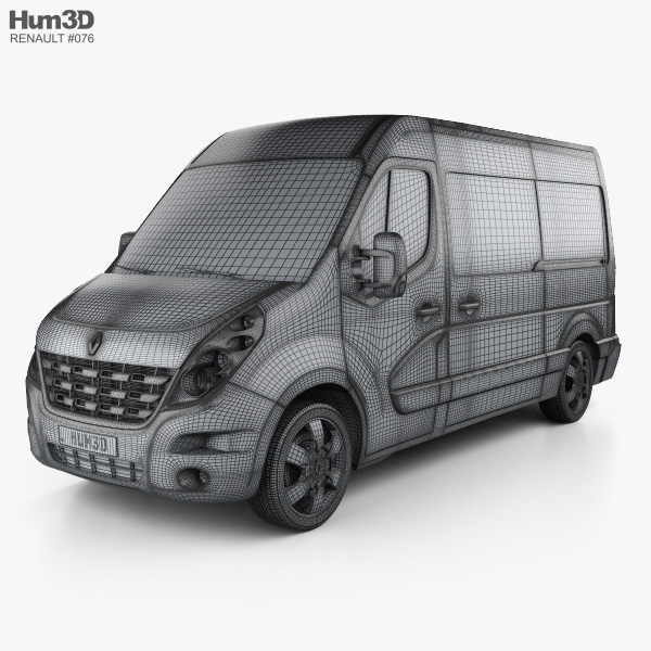 Renault Master Passenger Van 2014 3D model - Download Van on 3DModels.org