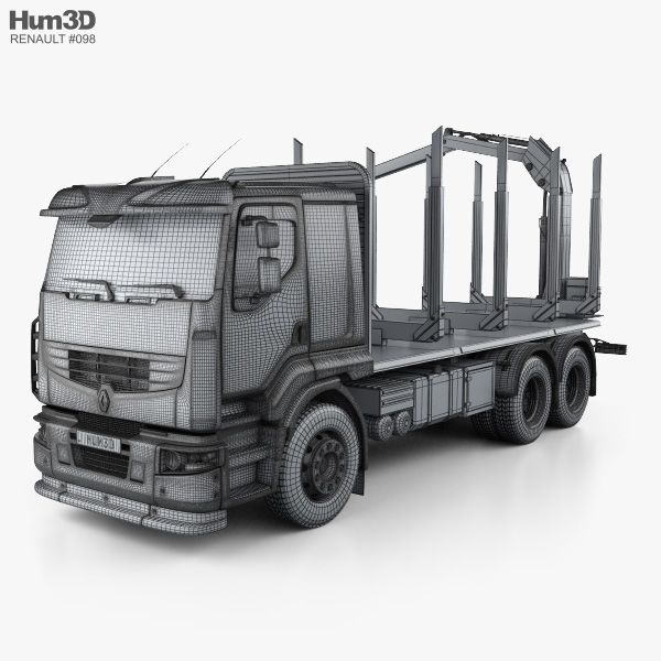 Renault Premium Lander Logging Truck 2014 3D model - Download Truck on ...