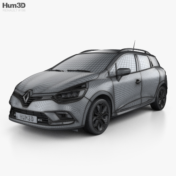 Renault Clio Signature Nav Estate 2018 3D model - Download Wagon car on ...