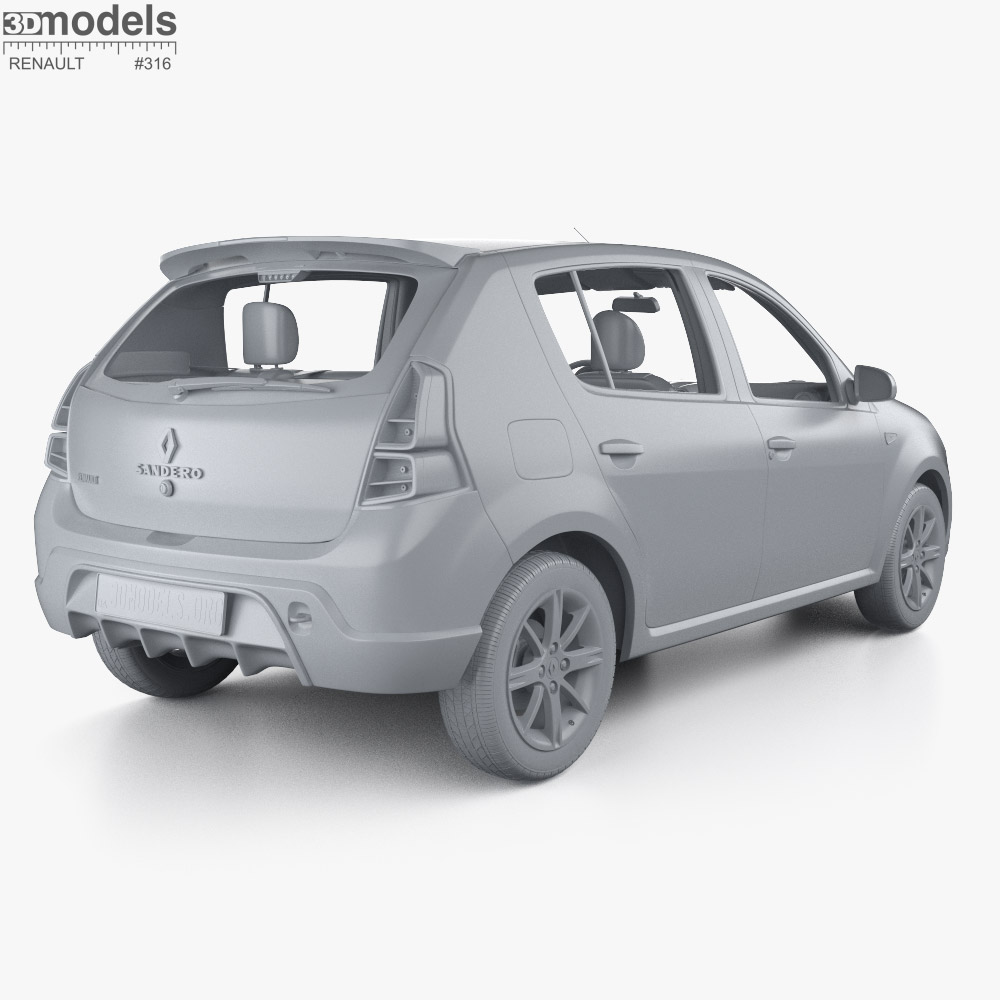 Renault Sandero GT Line BR-specs con interior y motor 2012 Modelo 3D ...