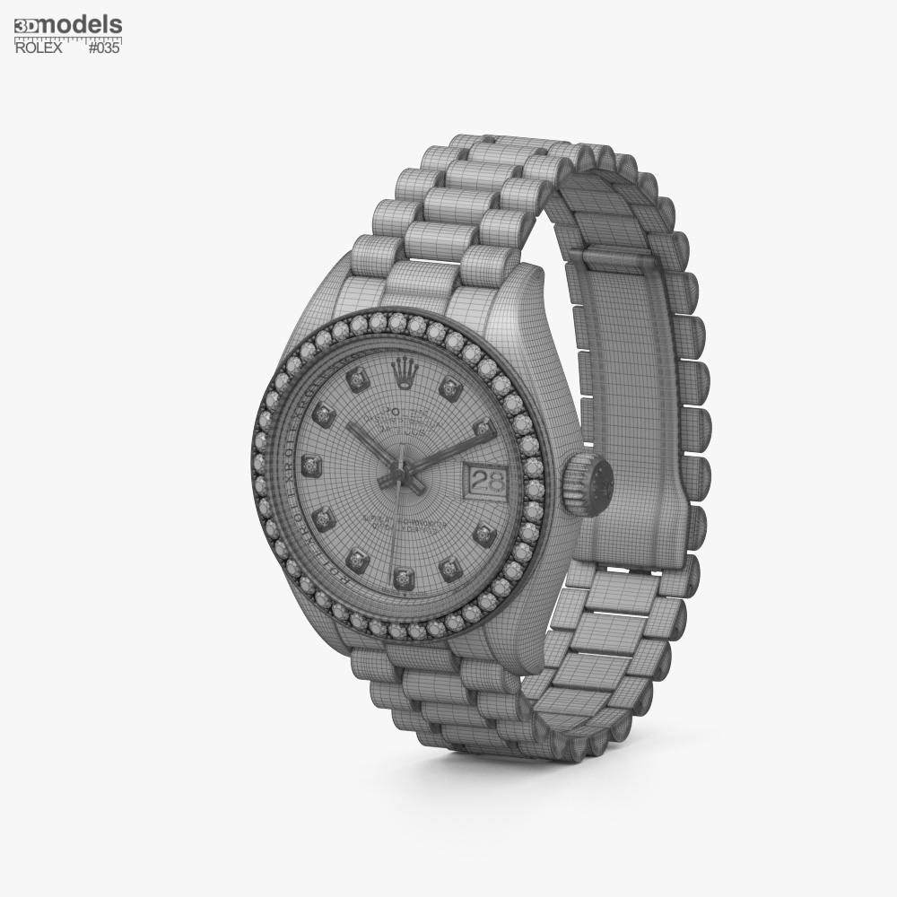 Rolex The Datejust Light and shade 3D model - Download Watches on ...