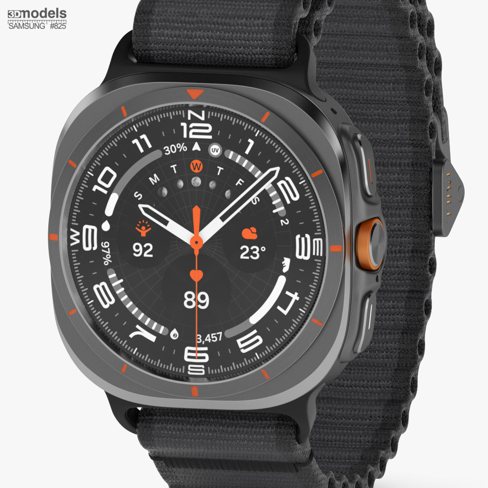 三星 Galaxy Watch Ultra 钛灰色表壳 运动表带 3D模型 - 下载 智能手表 开启 3DModels.org