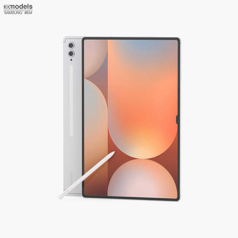 삼성 갤럭시 탭 S10 울트라 플래티넘 실버 3D 모델 - 다운로드 태블릿 컴퓨터 켜기 3DModels.org