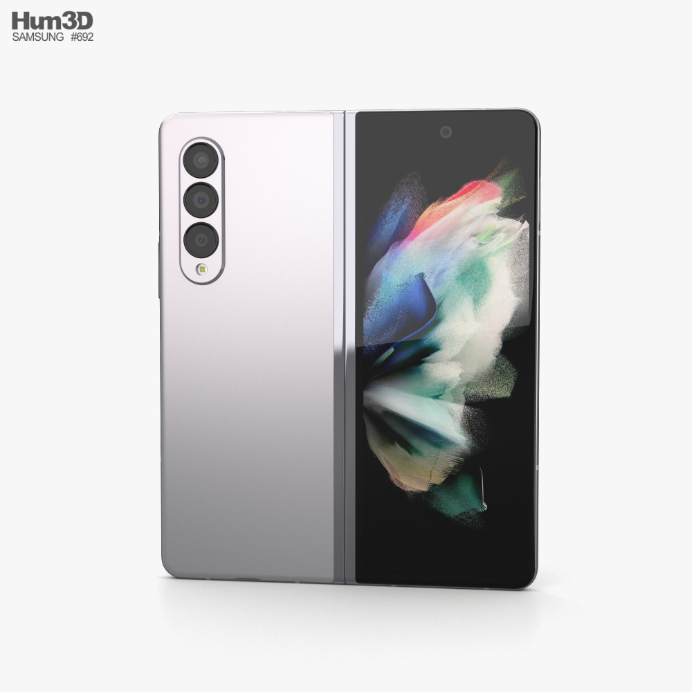 Samsung Galaxy Z Fold3 Phantom Silver 3D model - Download Phones on ...