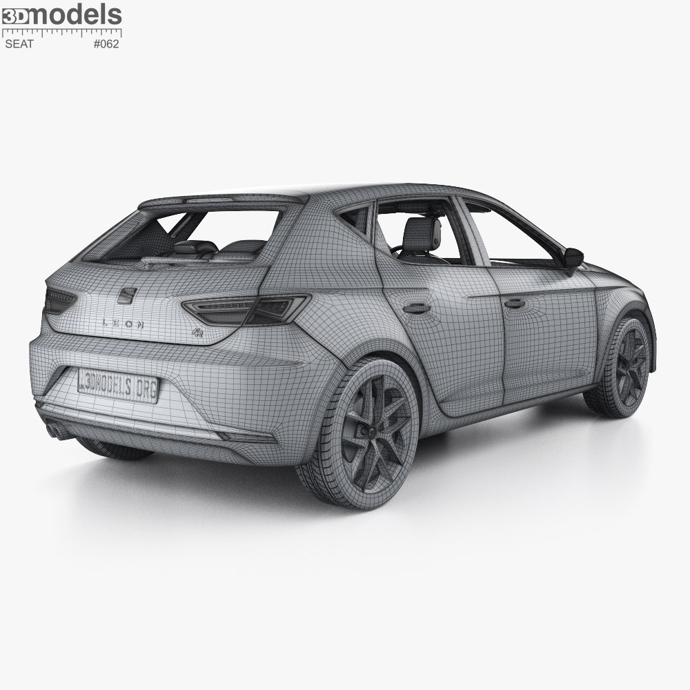 Seat Leon FR hatchback 5-door with HQ interior and engine 2016 3D model ...