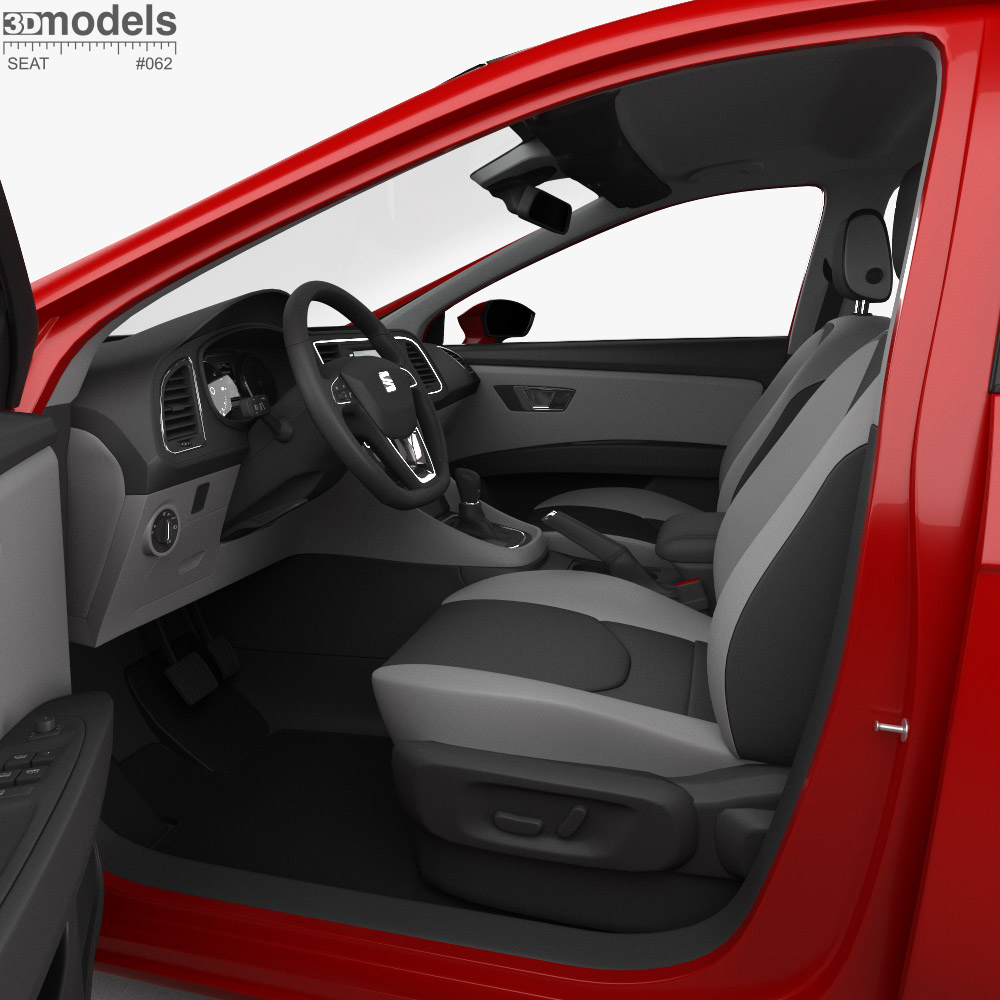 Seat Leon FR hatchback 5-door with HQ interior and engine 2016 3D model ...