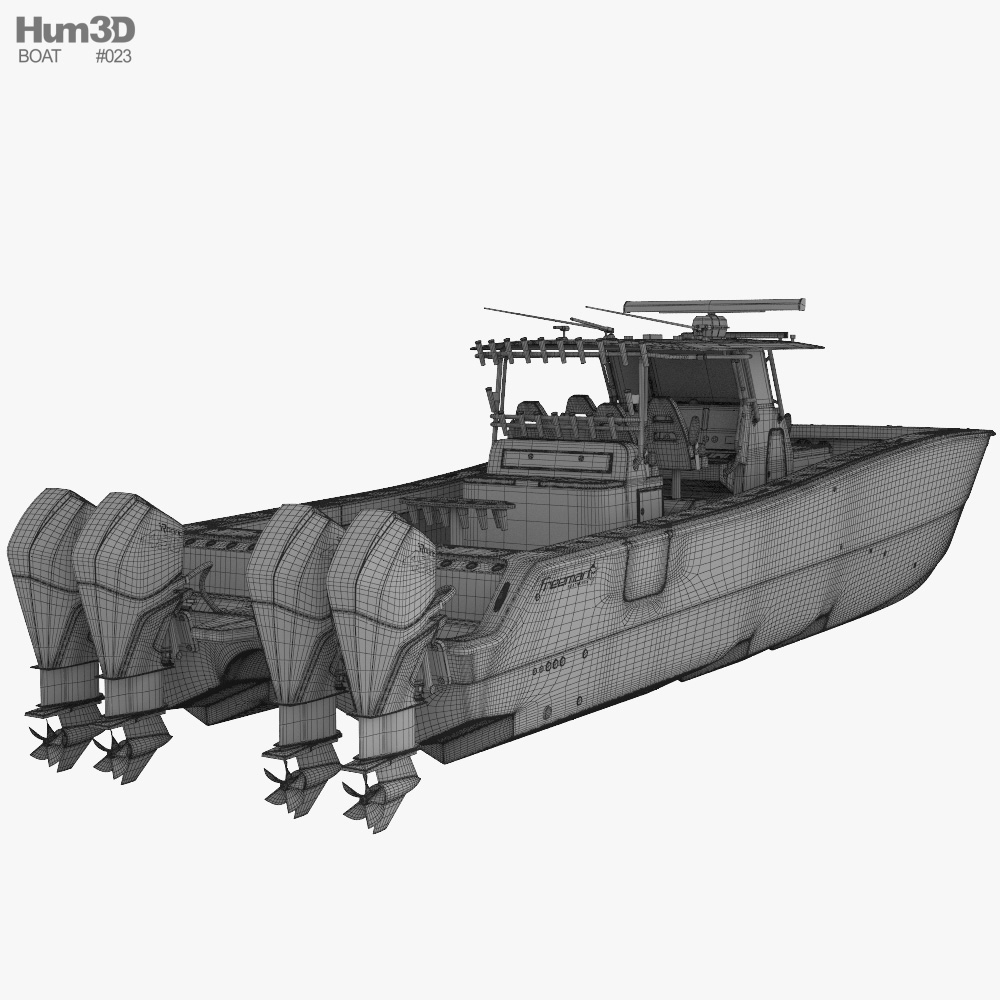 Freeman 47 Fishing Boat 3D model - Download Motorboat on 3DModels.org