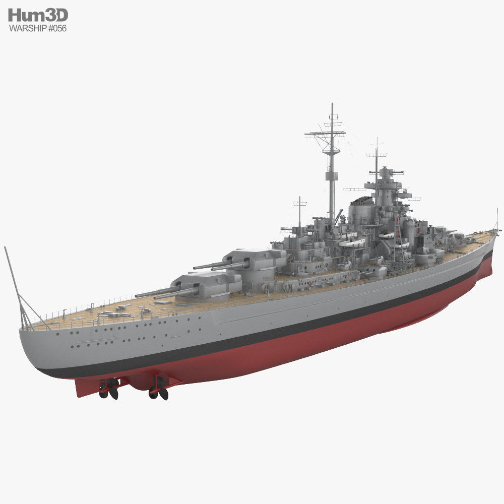 German battleship Bismarck 3D model - Download Warship on 3DModels.org