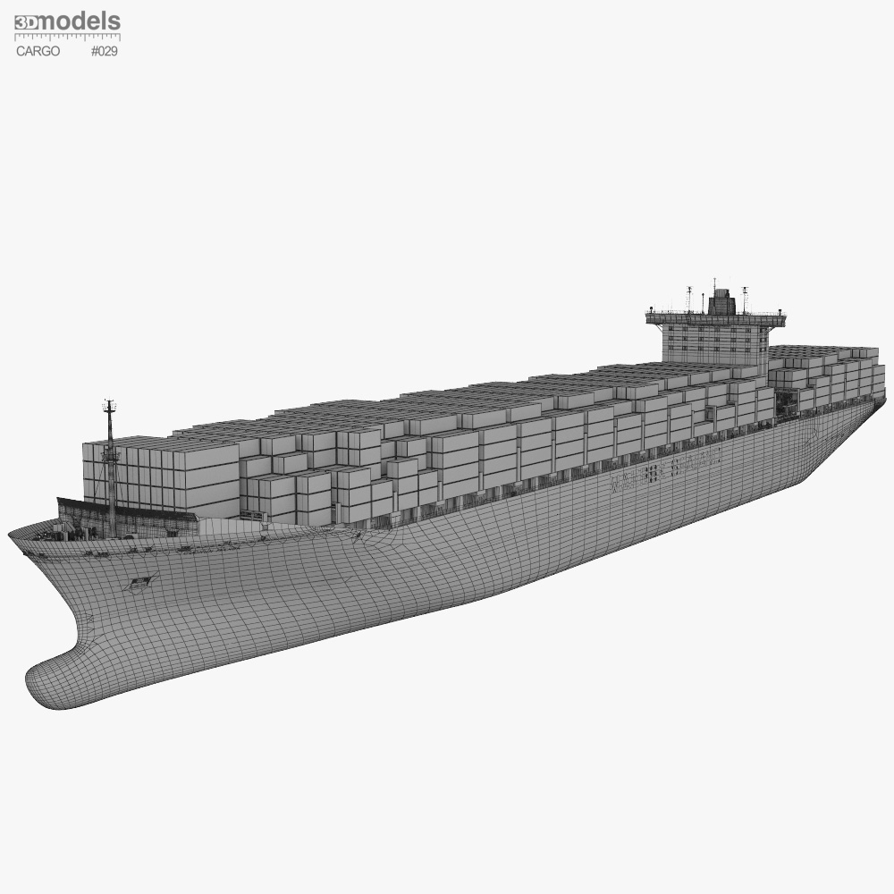 Gudrun Maersk-class Container Ship 3D model - Download Cargo ship on ...
