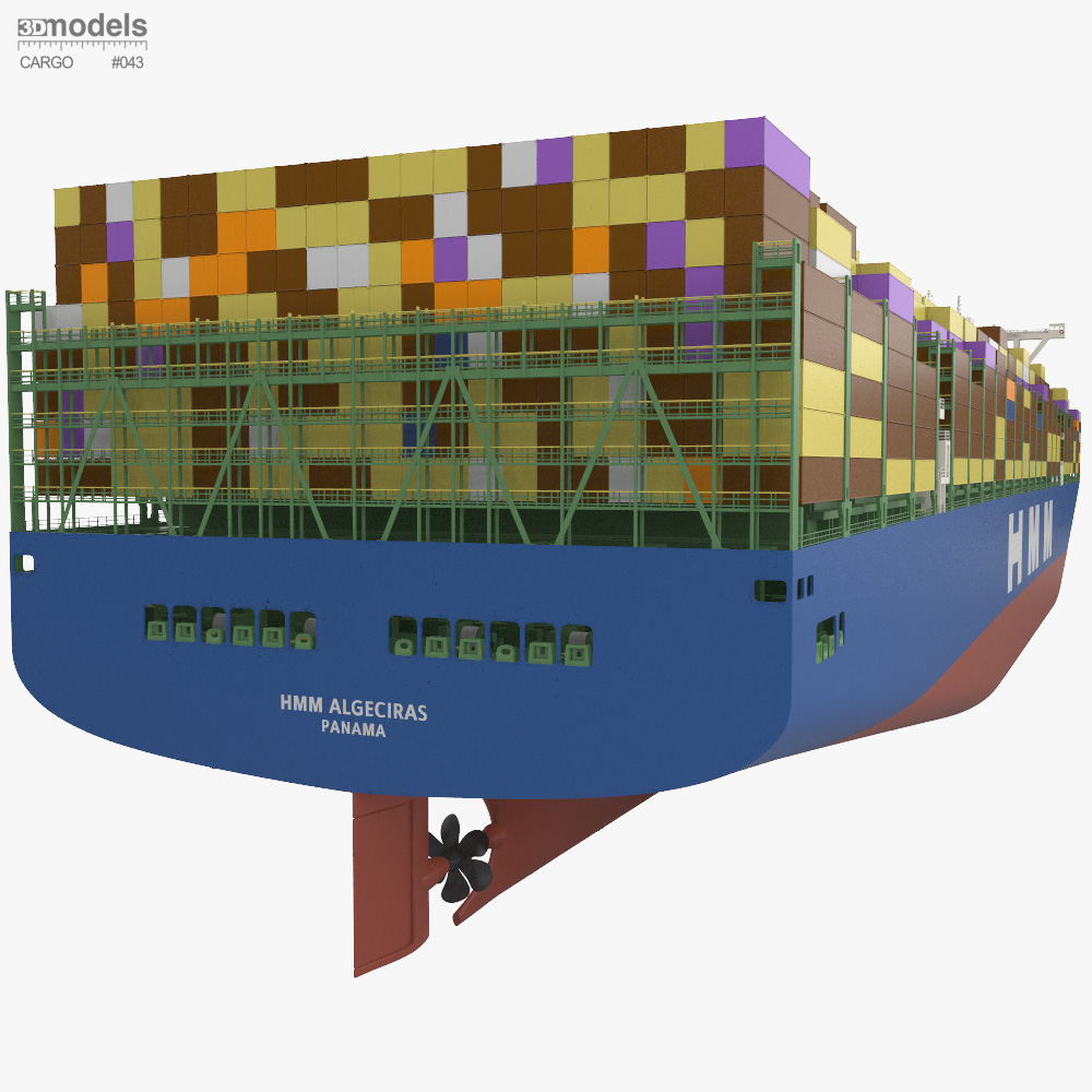 HMM Algeciras 3D model - Download Cargo ship on 3DModels.org