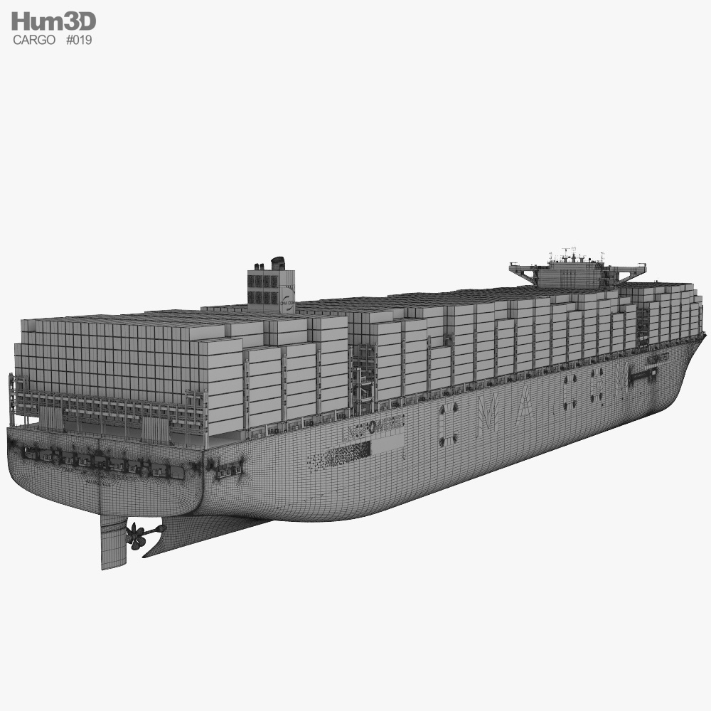 Jacques Saade-class container ship 3D model - Download Cargo ship on ...