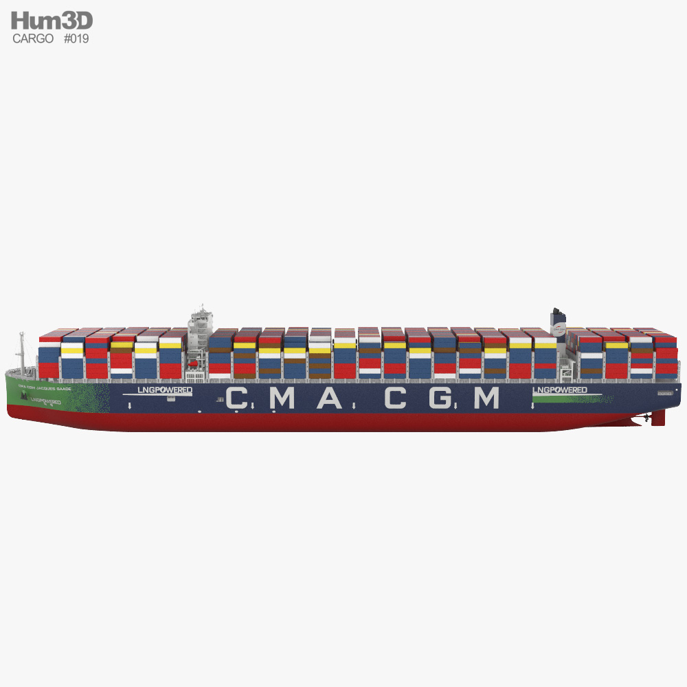 Jacques Saade-class container ship 3D model - Download Cargo ship on ...
