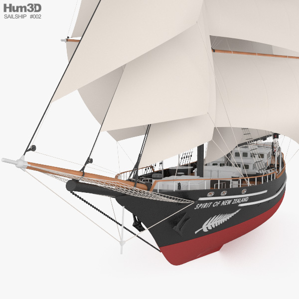 Spirit of New Zealand Barquentine 3D model - Download Sailing ship on ...