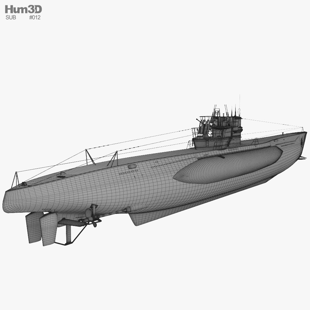 Type VII submarine 3D model - Download Submarine on 3DModels.org