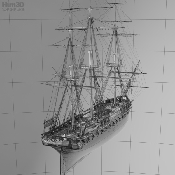 USS Constitution Heavy frigate 3D model - Download Sailing ship on ...