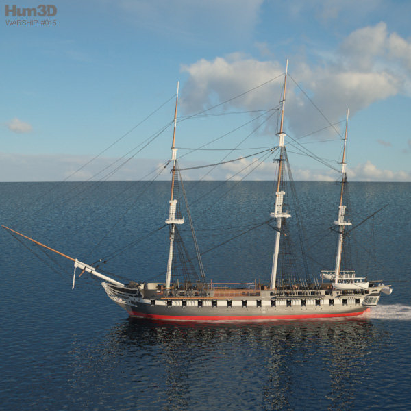 USS Constitution Heavy frigate 3D model - Download Sailing ship on ...