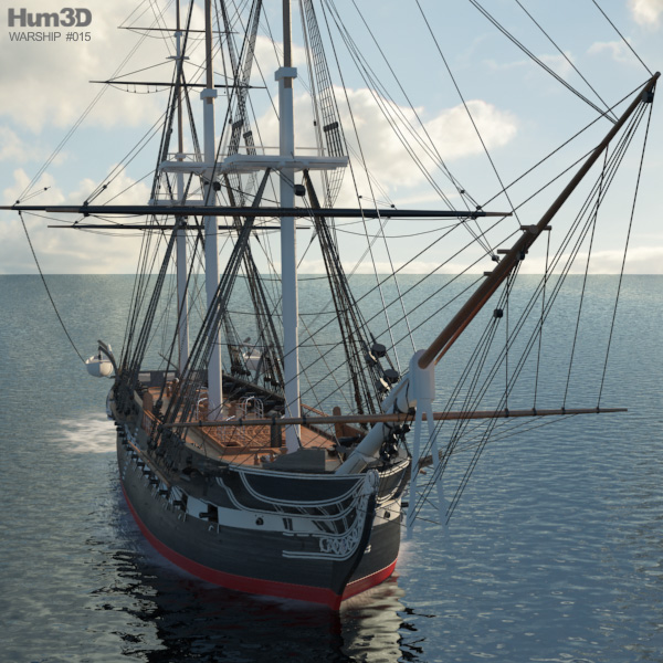 USS Constitution Heavy frigate 3D model - Download Sailing ship on ...
