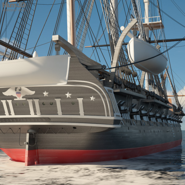 USS Constitution Heavy frigate 3D model - Download Sailing ship on ...