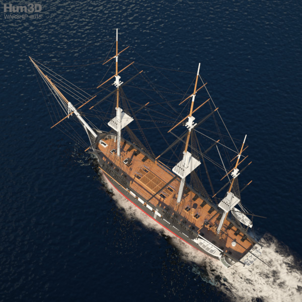 USS Constitution Heavy frigate 3D model - Download Sailing ship on ...