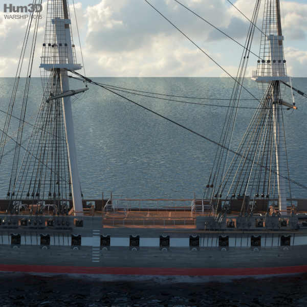 USS Constitution Heavy frigate 3D model - Download Sailing ship on ...