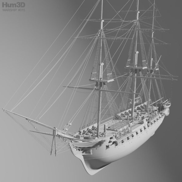 USS Constitution Heavy frigate 3D model - Download Sailing ship on ...