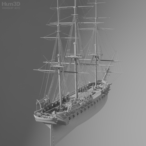 USS Constitution Heavy frigate 3D model - Download Sailing ship on ...