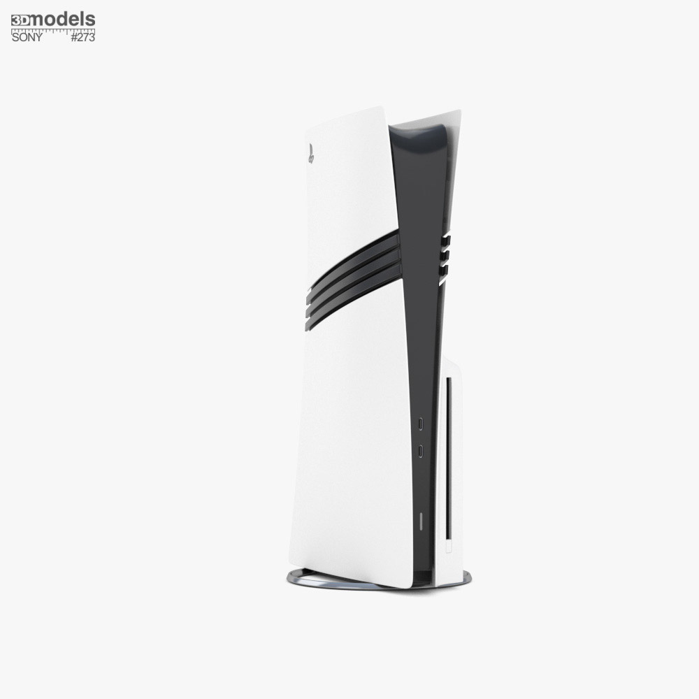 Sony PS5 Pro White with stand 3D model - Download Game Console on ...