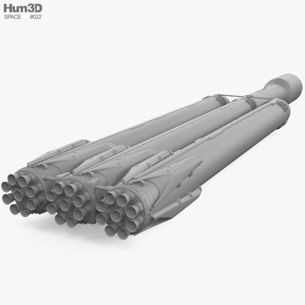 Falcon Heavy 3D model - Download Rockets on 3DModels.org