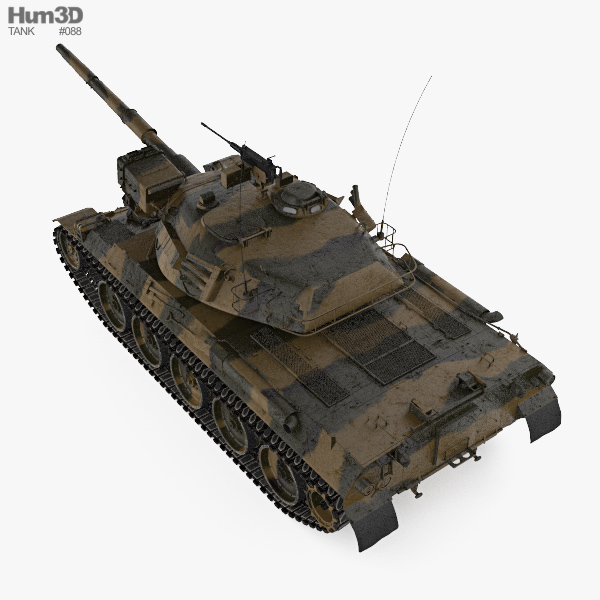 Type 74 Tank 3D model - Download Tank on 3DModels.org