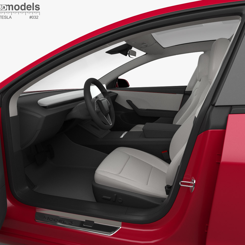 Tesla Model 3 Performance 带内饰 2025 3D模型 - 下载 Sedan on 3DModels.org