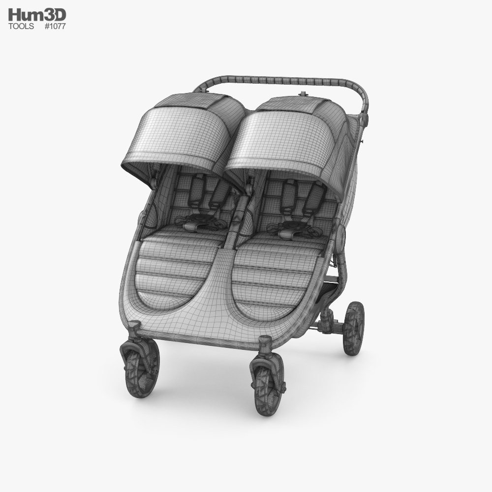 Baby Double Stroller 3D model - Download Medical Equipment on 3DModels.org