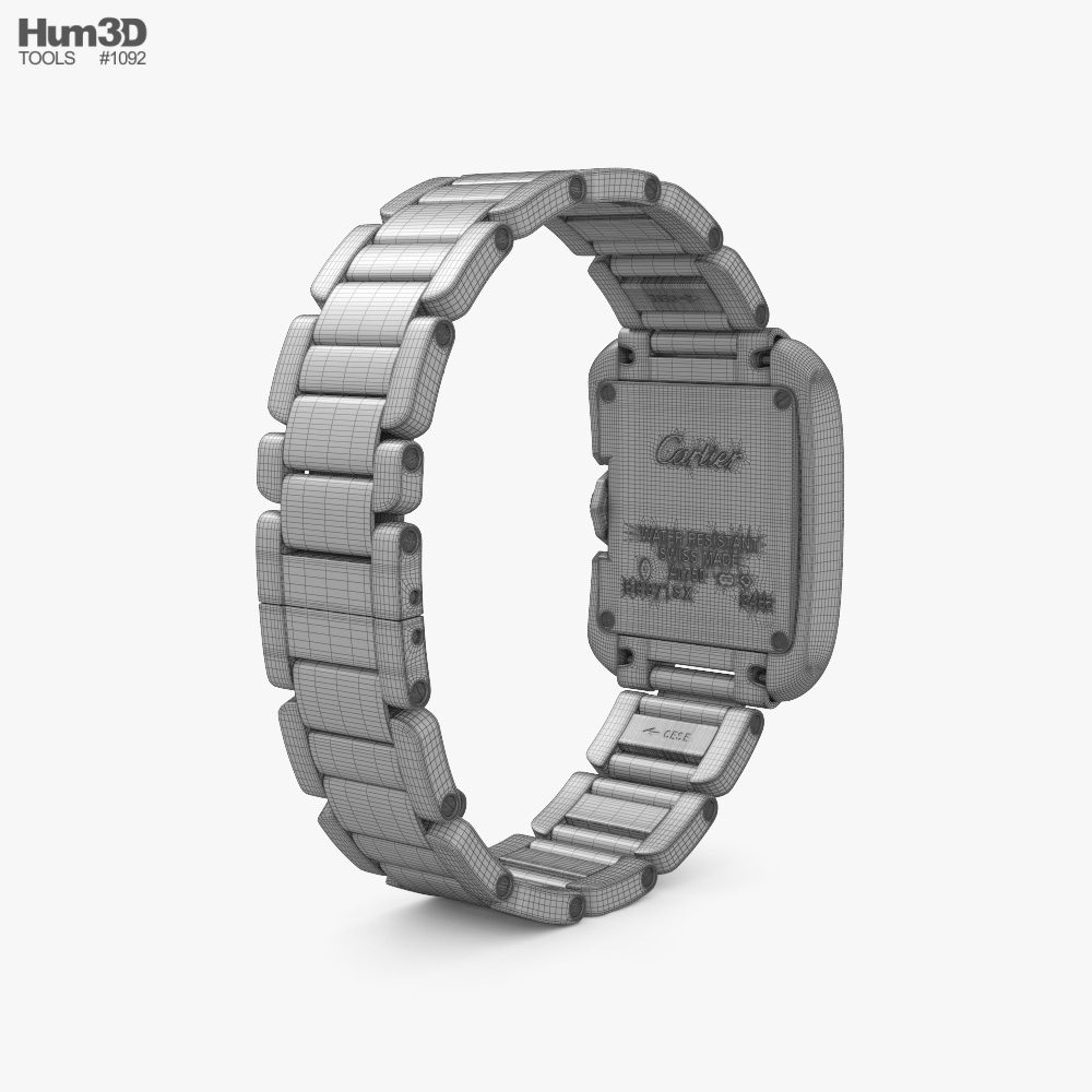 Cartier 18K Yellow Gold 23mm Small Tank Anglaise Quartz Watch 3D model ...
